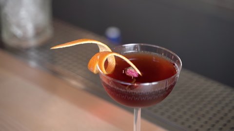 Closeup Cocktail Orange Peel Rosebud Stock Footage Video (100% Royalty ...