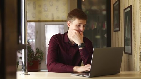 Handsome Man Using Laptop Working Hard Stock Footage Video (100% ...