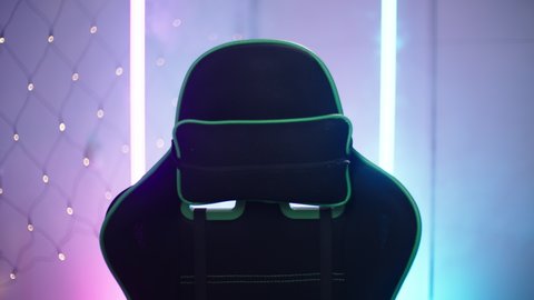 Empty Static Gaming Chair Cyberspace Room Stock Footage Video (100% ...