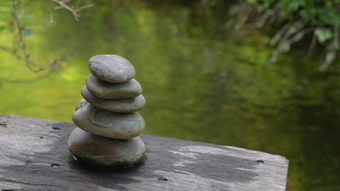 Japanese Zen Garden Stacked Stones Raked Stock Photo (Edit Now) 163779677