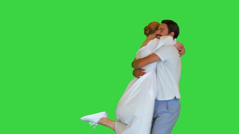 Young Couple Running Each Other Hug Stock Footage Video (100% Royalty ...