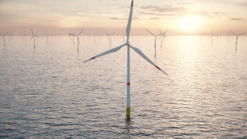 camera moves around wind turbine reveal Stock Footage Video (100% ...