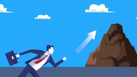 Elegant Businessman Worker Running Portfolio Mountain Stock Footage ...