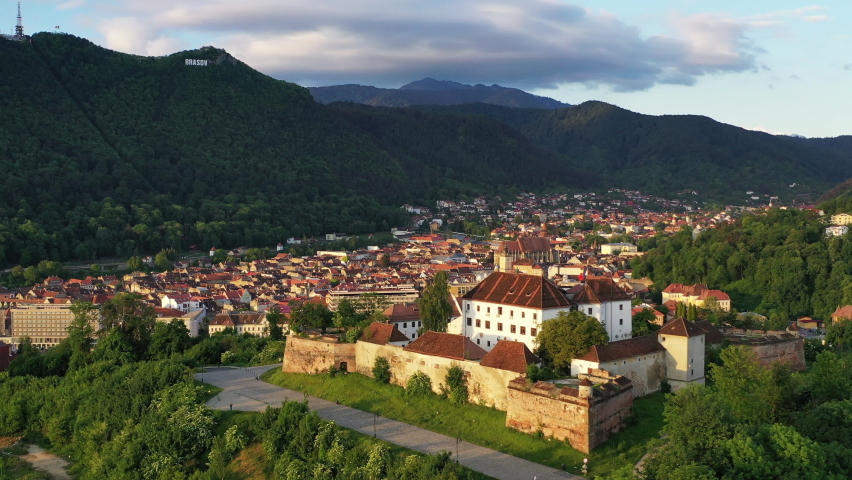 Aerial View Brasov Citadel, Stunning Stock Footage Video (100% Royalty ...
