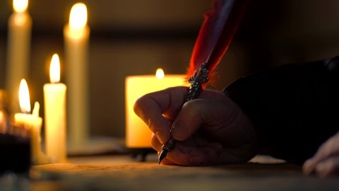 cinematic ancient man writing by candle Stock Footage Video (100% ...