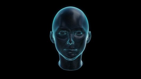 Head Futuristic Hologram 3d Model Face Stock Footage Video (100% ...