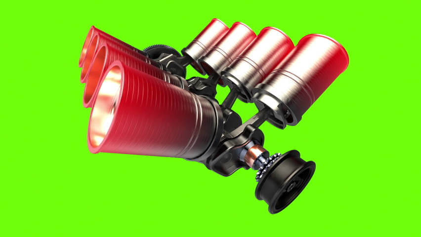 Animation Working V8 Engine with Stock Footage Video (100% Royalty-free ...