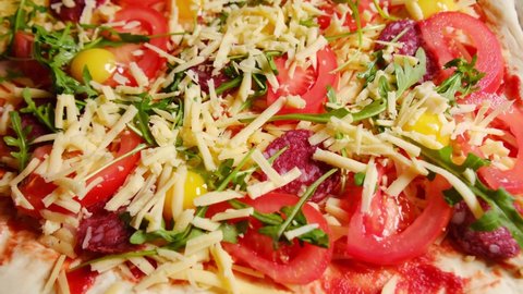 Camera Pans Over Raw Pizza Cooking Stock Footage Video (100% Royalty ...