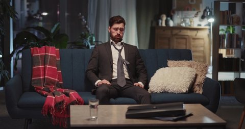 Tired Young Businessman Returning Home Removing Stock Footage Video ...