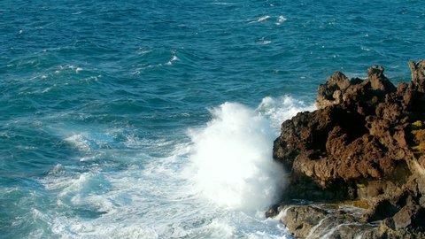 Waves Ocean Water Crash On Rocks Stock Footage Video (100% Royalty-free ...