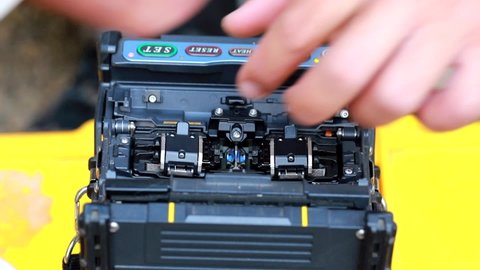 Fiber Optic Fusion Splicing Cable Internet Stock Footage Video (100% ...