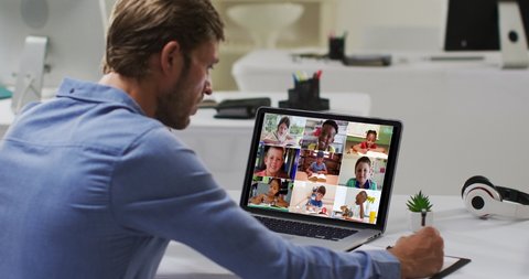 lovely couple use laptop computer conference Stock Footage Video (100% ...