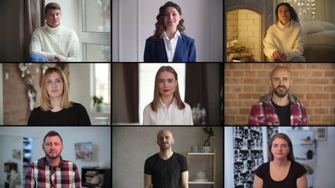 Group People During Online Meeting Via Stock Footage Video (100% ...