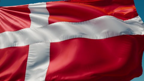 Closeup Animation Waving Dannebrog Denmark Flag Stock Footage Video ...