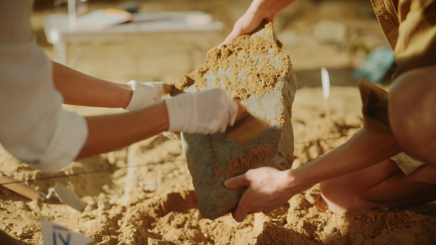 archaeological digging site two great archeologists Stock Footage Video ...