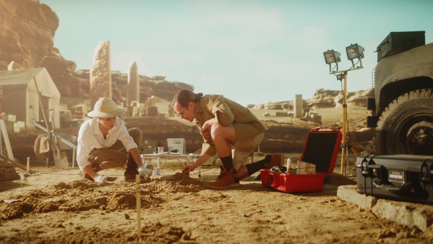 archeological digging site two great archeologists Stock Footage Video ...