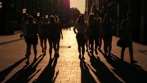 Silhouette Unrecognizable People Commuting City Crowded Stock Footage ...
