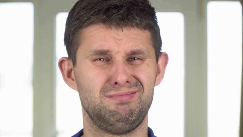 portrait sad man close person's face Stock Footage Video (100% Royalty ...