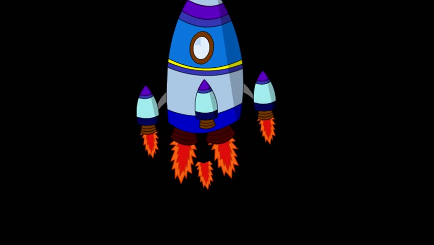 flying rocket burning engines animated transition Stock Footage Video ...