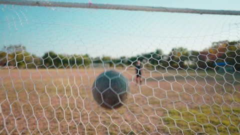 Soccer Player Practicing Soccer Field Alone Stock Footage Video (100% ...