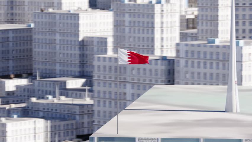 cinematic flyover beautiful waving bahrain flag Stock Footage Video ...