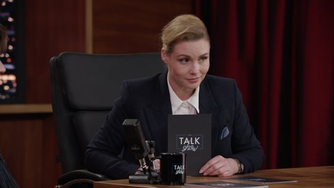 Portrait Latenight Talk Show Female Host Stock Footage Video (100% ...