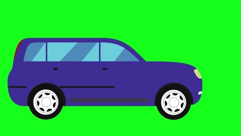 Running Car Animation Green Screen Chroma: vídeo stock (100% livre de ...