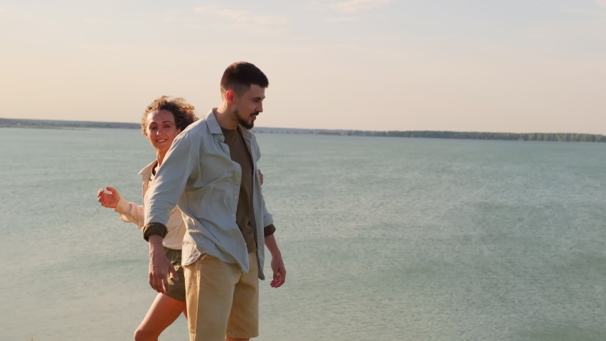 Lovely Young Woman Jumping Onto Stock Footage Video (100% Royalty-free ...