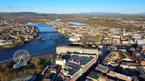 Aerial View Over Limerick City Republic Stock Footage Video (100% ...