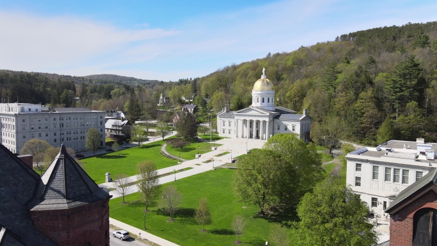vermont state capitol building montpelier aerial Stock Footage Video ...