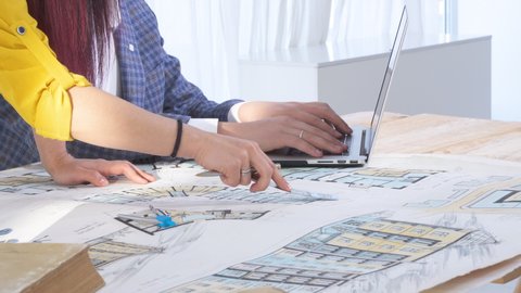 Construction Engineer Architectural Design Project Blueprints Stock ...