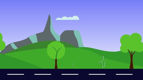 Nature Landscape Animation Hills Mountain Road Stock Footage Video (100 ...