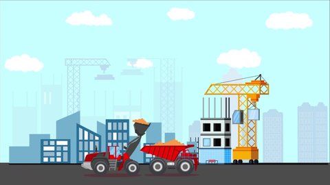 Building Work Process Houses Construction Machines Stock Vector ...