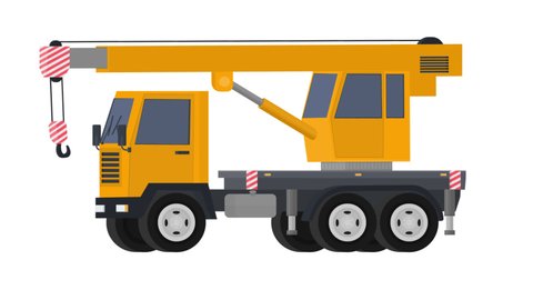 Truck Crane Construction Equipment Animation Alpha Stock Footage Video ...