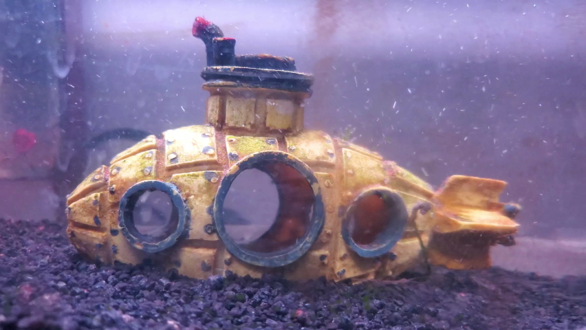 miniature yellow submarine fish house aquarium Stock Footage Video (100 ...
