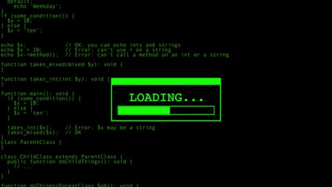 Hacking Loading Bar Animation Green Code Stock Footage Video (100% ...