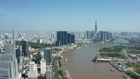 Aerial Cityscape View Saigon Hcmc Vietnam Stock Footage Video (100% ...