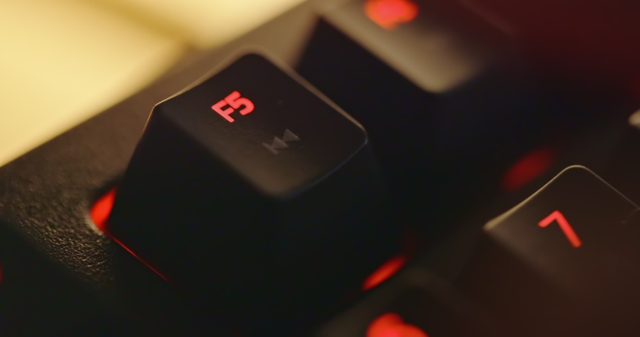 hitting glowing f5 key on mechanical Stock Footage Video (100% Royalty ...