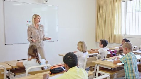Woman Teacher Giving Interesting Lecture Primary Stock Footage Video ...