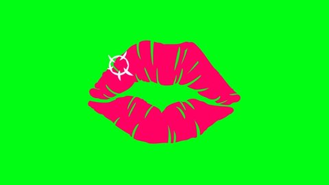 Animated Green Screen Cute Lips Kissing Stock Footage Video (100% ...