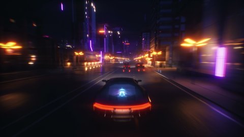 Cyber Racing Fake Game Cyberpunk Style Stock Footage Video (100% ...