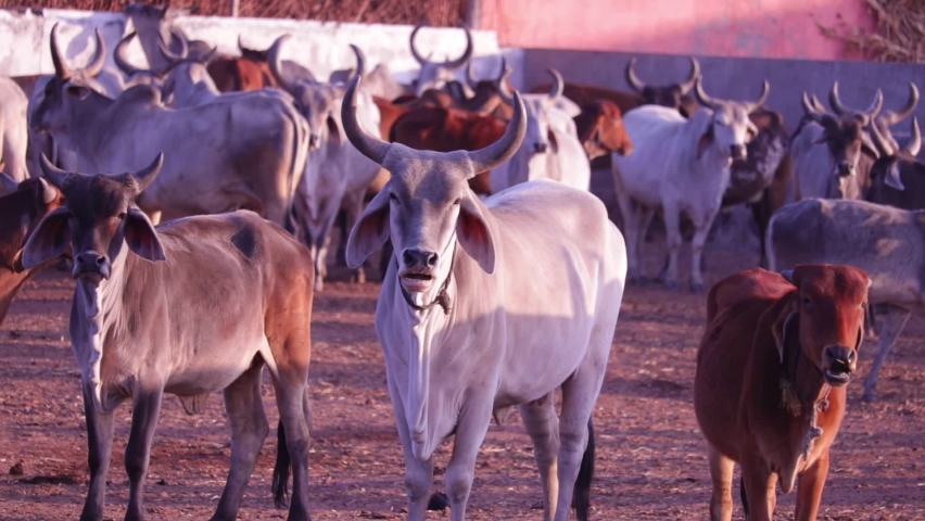 gujarat cow agricultureindian calf's rest govshal Stock Footage Video ...