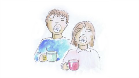 Video Freehand Drawing Child Gargling Stock Footage Video (100% Royalty ...