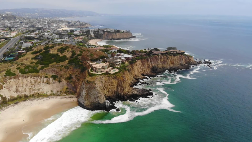 drone flyover laguna beach california cliffs Stock Footage Video (100% ...