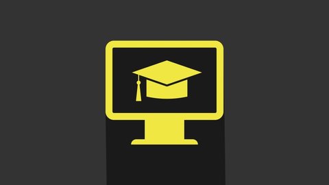 Computer Monitor Display Graduation Cap Online Stock Vector (Royalty ...