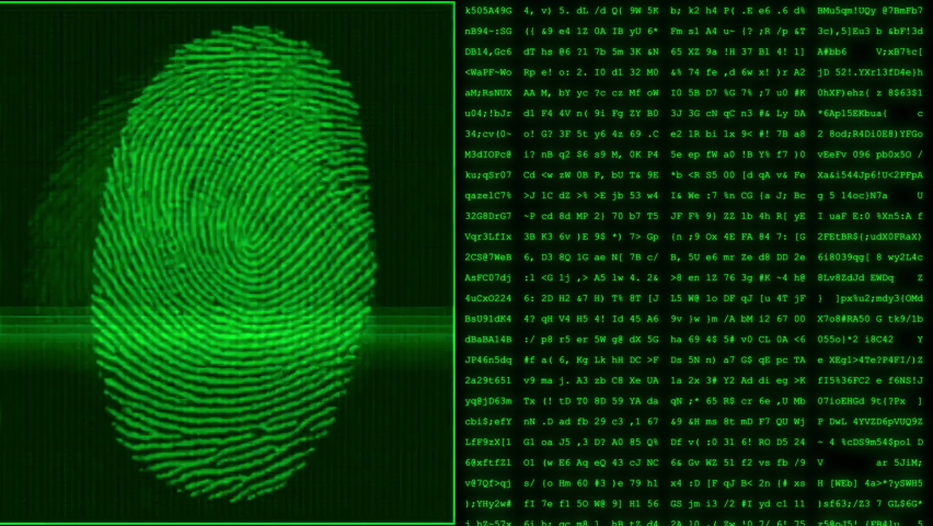 A Biometric Fingerprint Scanner Comparing Stock Footage Video (100% ...