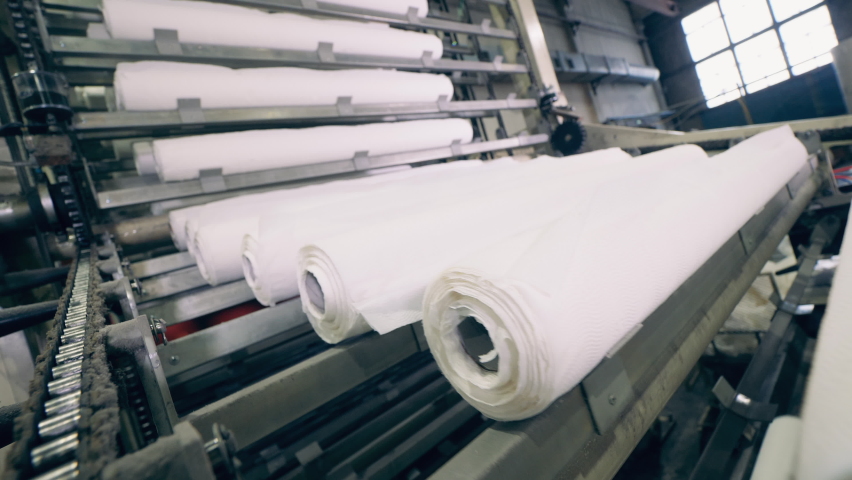 metal conveyor transporting long paper rolls Stock Footage Video (100% ...