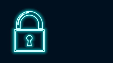 Padlock Set Neon Led Icon Lock Stock Footage Video (100% Royalty-free ...