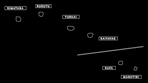 Austral Islands Map French Polynesia Outline Stock Footage Video (100% ...