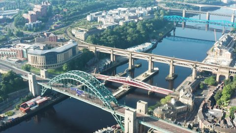 Aerial View Tyne Bridge Newcastle Upon Stock Footage Video (100% ...